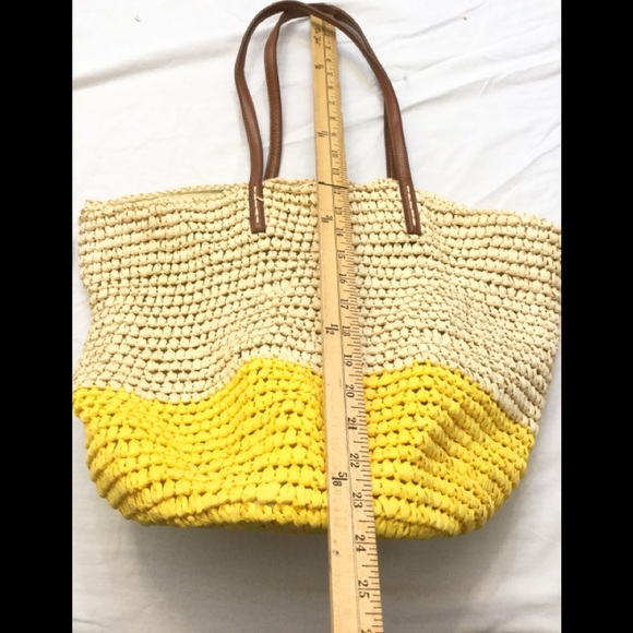 Old Navy | Bags | Old Navy Straw Woven Yellow Nude Tote | Poshmark